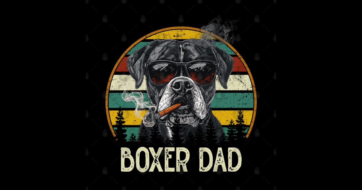 Best Boxer Dog Dad Ever Vintage Father's Day Dog Lover - Boxer Dog Gift ...