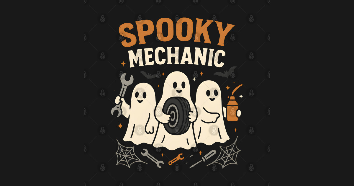 Spooky Mechanic Ghost Halloween Garage Graphic Gift - Spooky Mechanic ...