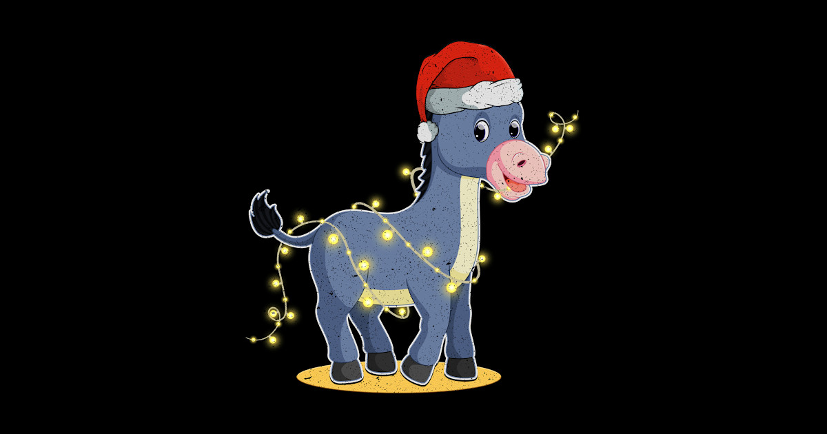 Cute Donkey Christmas Lights - Donkey Christmas Lights - Sticker ...