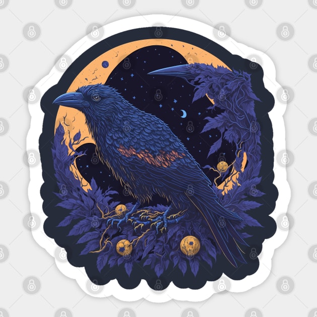 Gothic Crow at Night Time - Crow Art - Sticker | TeePublic