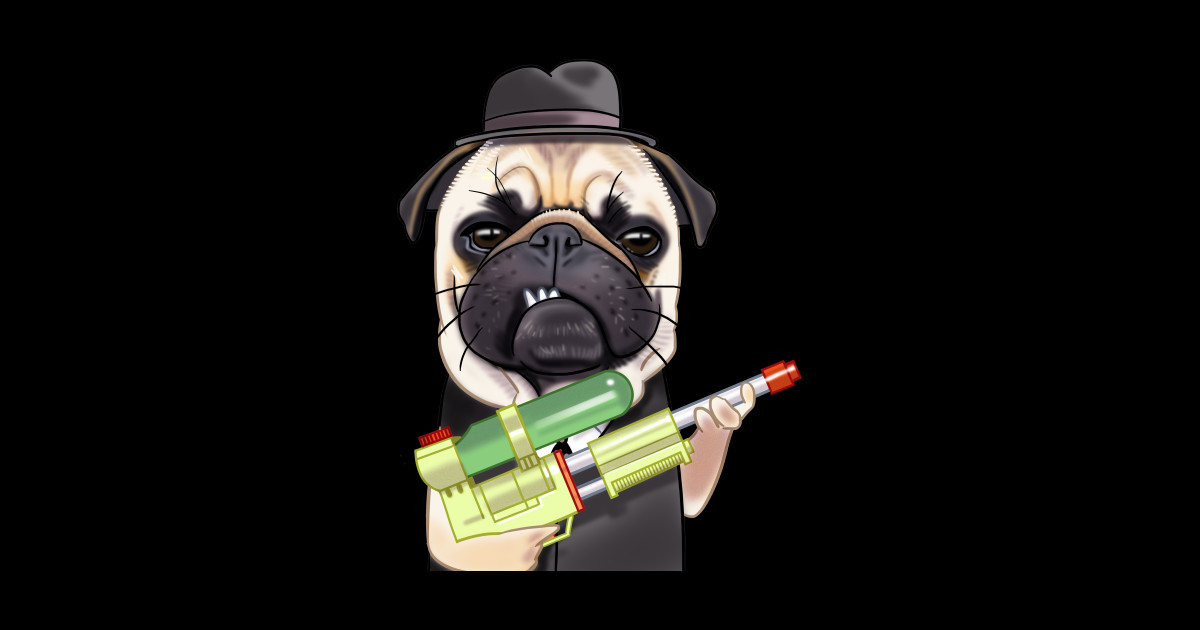 Angry Pug Water Gun - Angry Pug Water Gun - Sticker | TeePublic