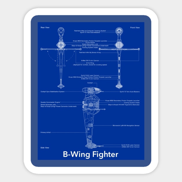 Folding Wing Fighter Blueprint - Science Fiction - Sticker | TeePublic