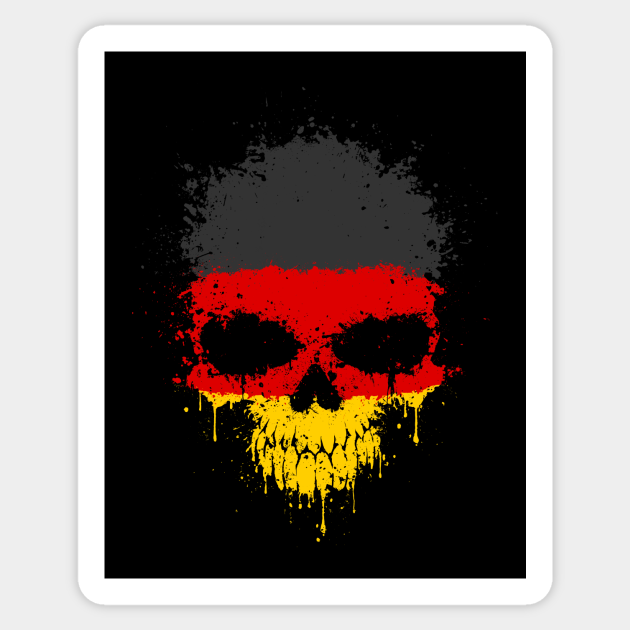 Chaotic German Flag Splatter Skull - Germany - Sticker | TeePublic