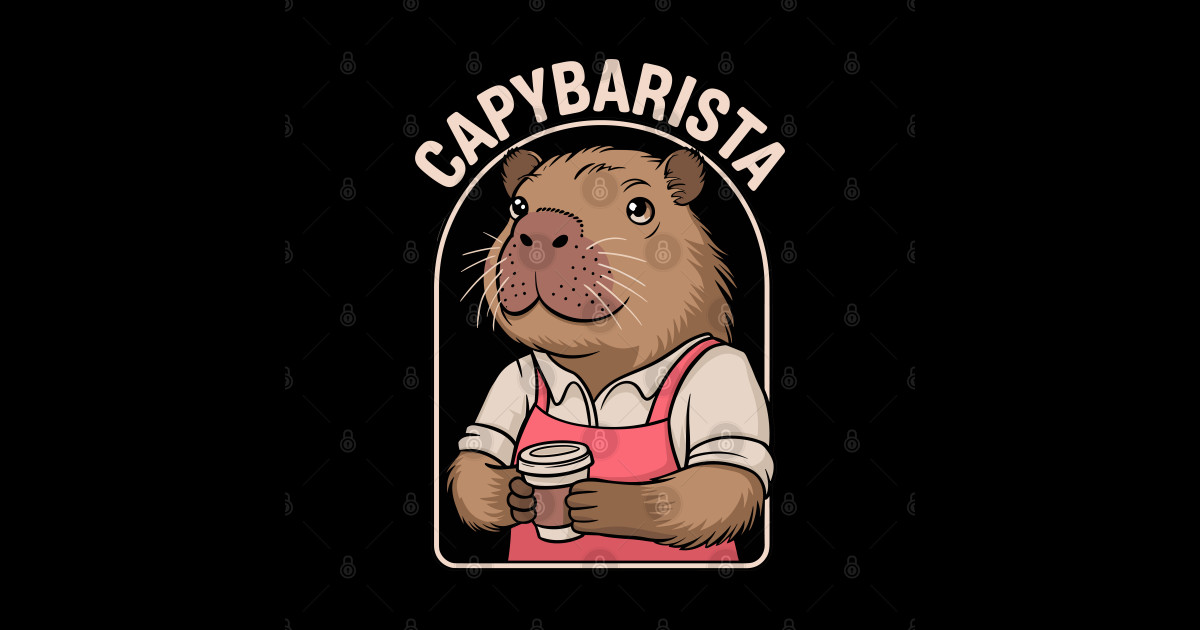 Capybarista, Capybara Barista holding coffee - Capybara - Sticker ...
