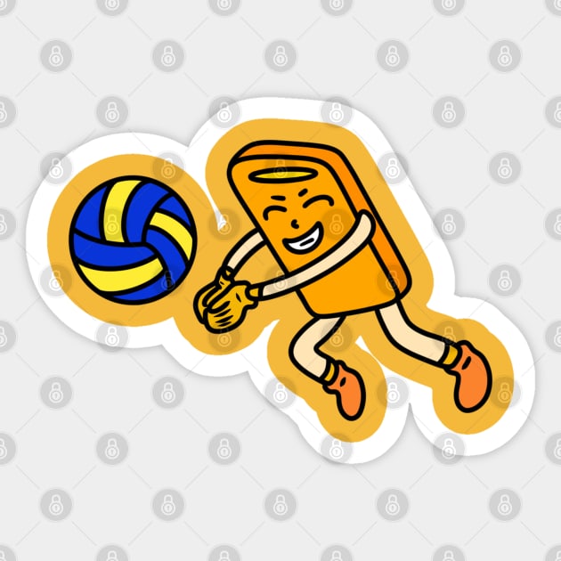 Cute cartoon volleyball - Volleyball Gift - Sticker | TeePublic
