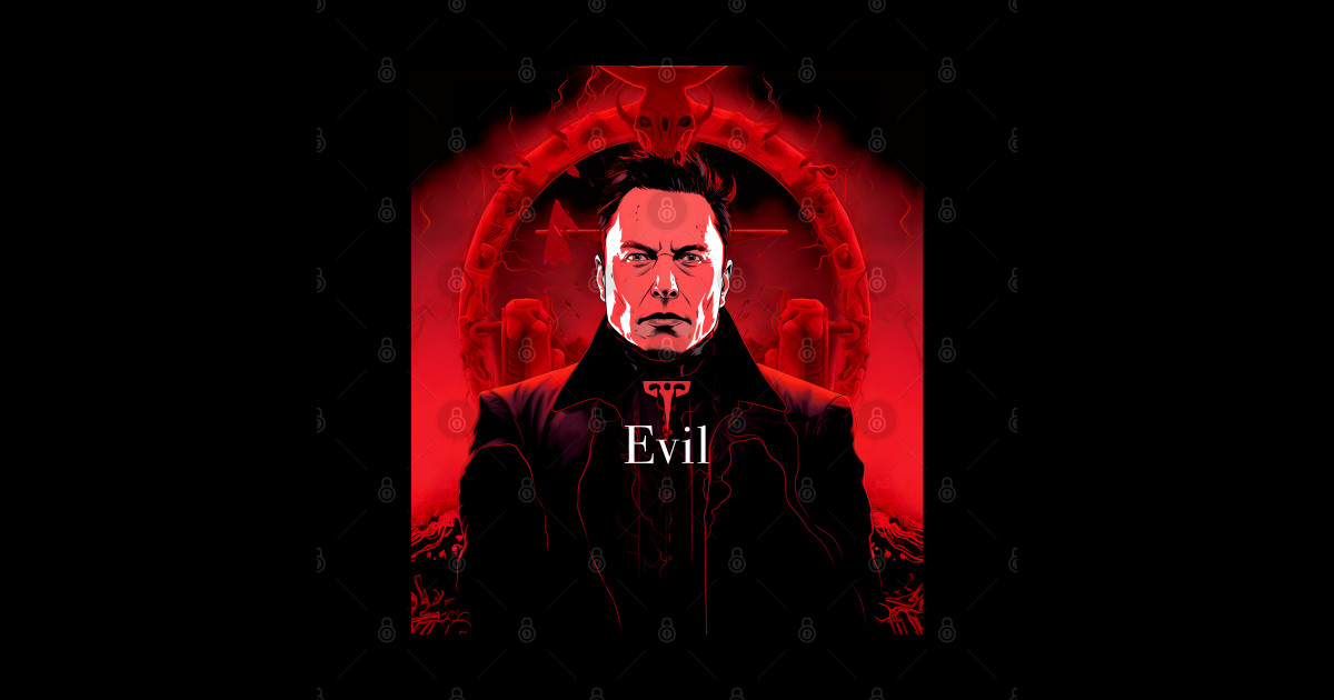 Elon Musk: Elon Musk is Evil on a Dark Background - Elon Musk - Sticker ...