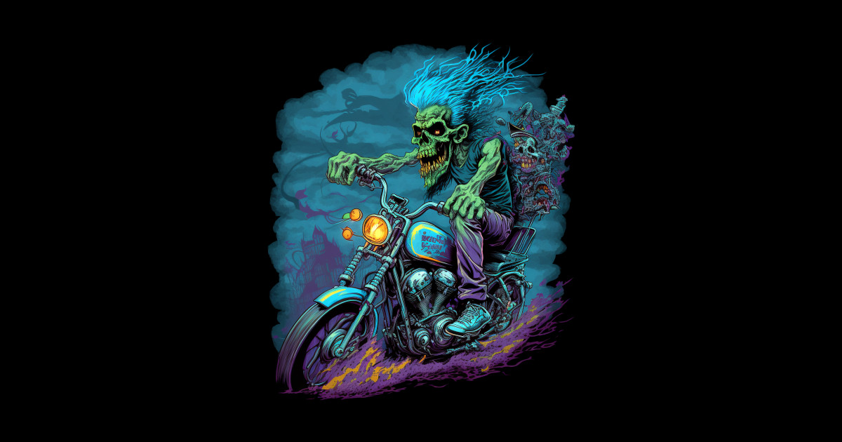 Zombie riding a motorcycle - Zombie - Sticker | TeePublic
