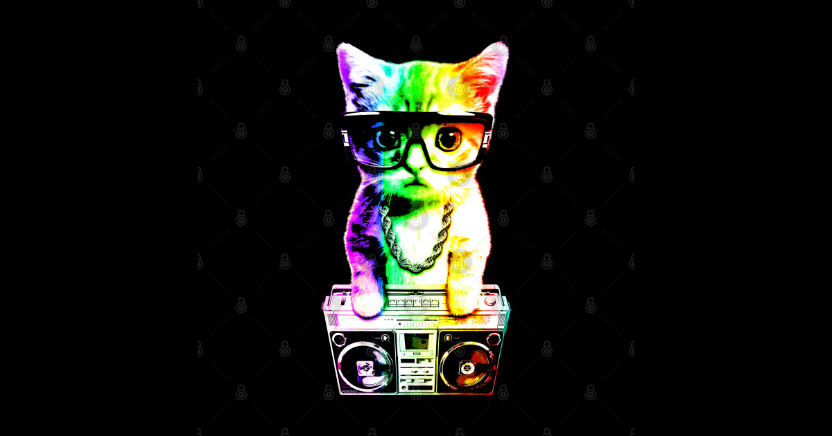 That Boombox Cat - Cats - Sticker | TeePublic