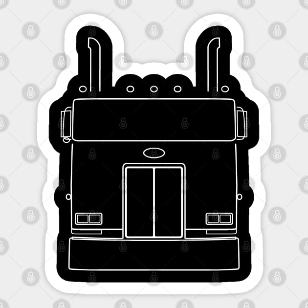 Cabover Pete classic truck outline graphic (white) - Truck - Sticker ...