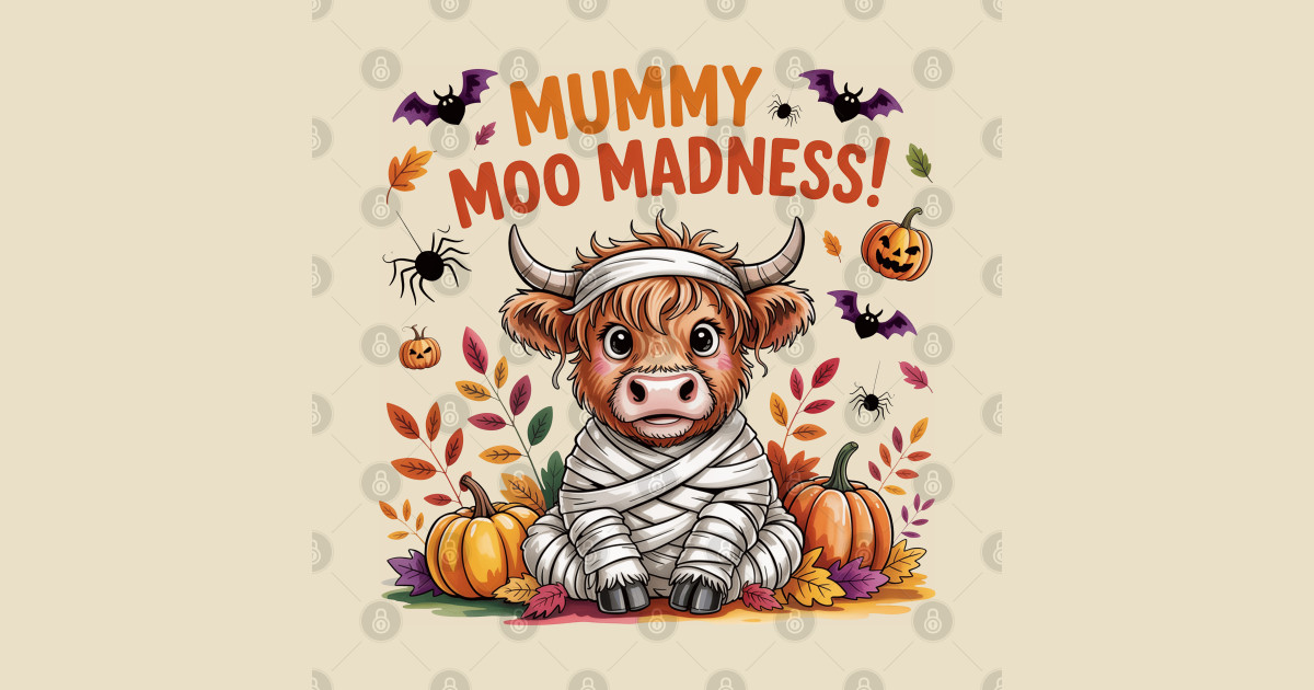 Mummy Moo Madness Cute Halloween Highland Cow - Cow - T-Shirt | TeePublic