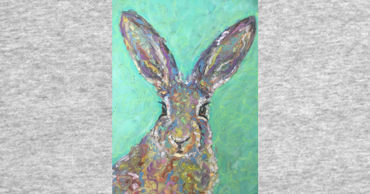 Colourful Hare , green background - Hare - T-Shirt | TeePublic