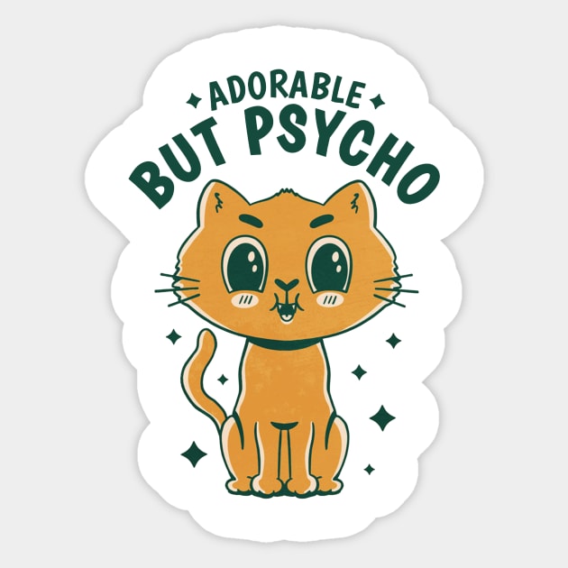 Cute psycho cat cartoon - Cat Lover Gifts - Sticker | TeePublic