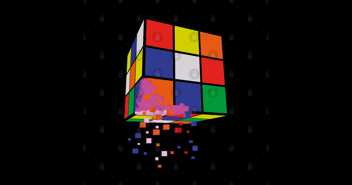 Rubik's Cube Pixel Art - Rubiks Cube - Sticker | TeePublic
