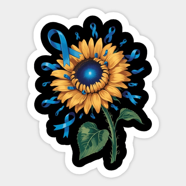 MYOSITIS AWARENESS Sunflower Blue Ribbon Fighter - Myositis - Sticker ...