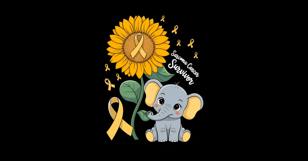 Elephant Daisy Flower Yellow Ribbon Sarcoma Cancer Awareness - Elephant ...