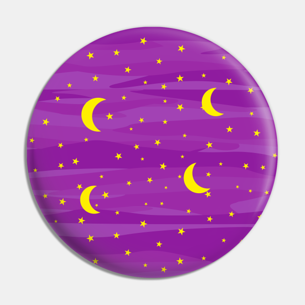 Dark Purple Night Sky - Stars and Moon Seamless Pattern - Pattern ...