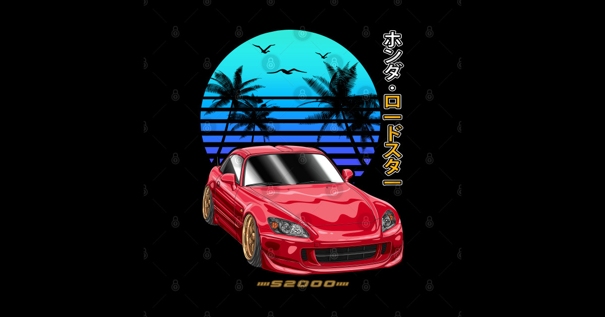 JDM Red Honda S2000 Roadster Sunset Palm Beach - Honda - Posters and ...