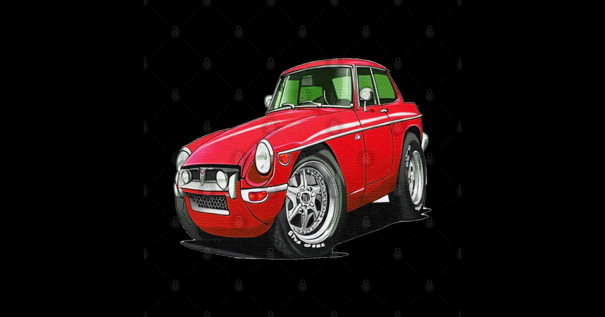 cartoon drawings of MGB GT Red - Mgb Gt - Sticker | TeePublic