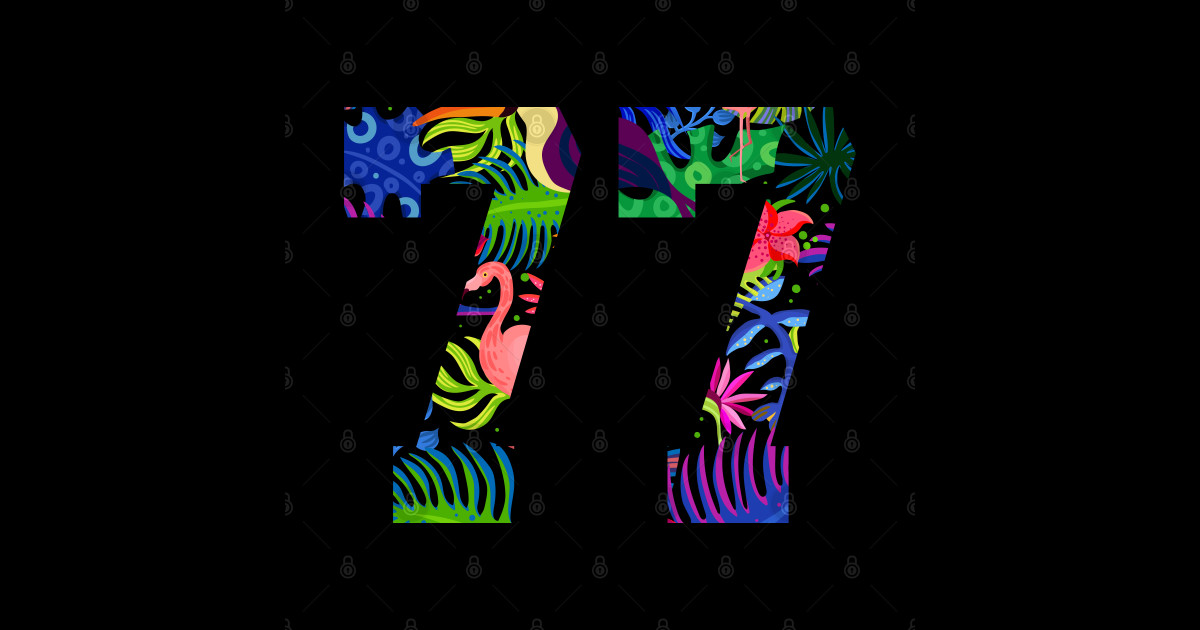 Floral Number 77 - Number 77 - Sticker | TeePublic