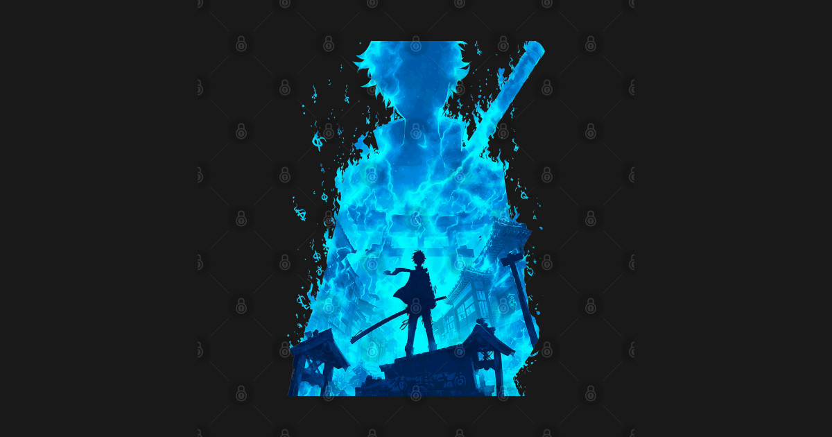 Blue Flame Exorcist Rin Okumura Silhouette - Rin Okumura - T-Shirt ...