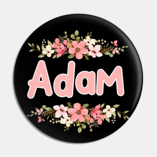 Flower Border Adam Name Label Pins and Buttons for Sale | TeePublic