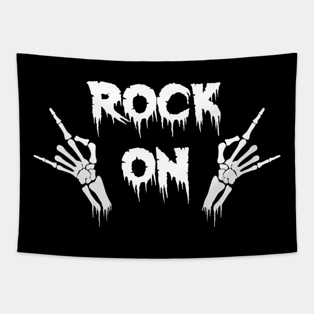 Skeleton Hands Devil Horns - Rock On Hand Sign - Tapestry | TeePublic