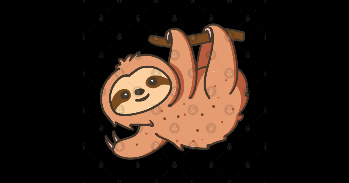 Kawaii Cute sloth Cartoon Drawing - Funny Sloth - Posters and Art ...