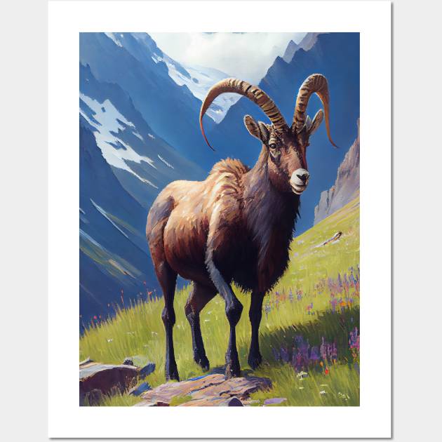 Siberian ibex Oil paint - Ibex - Posters and Art Prints | TeePublic