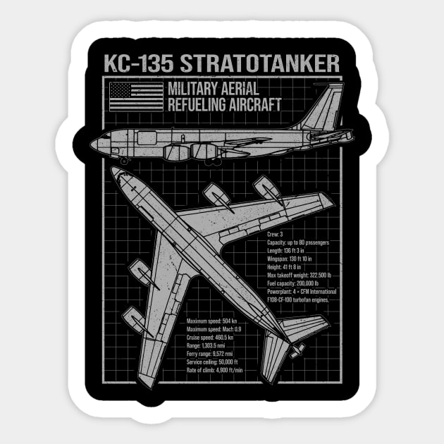 KC-135 Stratotanker Blueprint - Kc 135 Stratotanker - Sticker | TeePublic