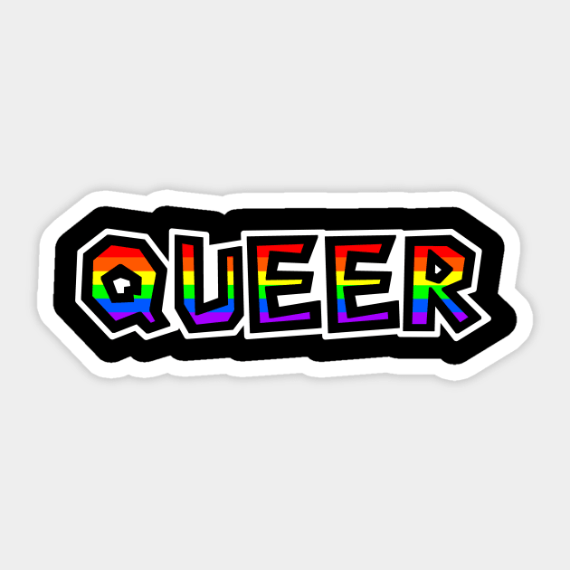 Queer Pride - Rainbow Flag Text - LGBTQ - Queer - Queer - Sticker ...