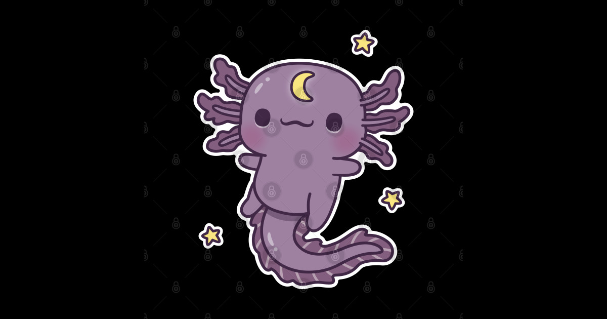 Cute Black Axolotl With Crescent Moon Symbol - Cute Axolotl - Posters ...