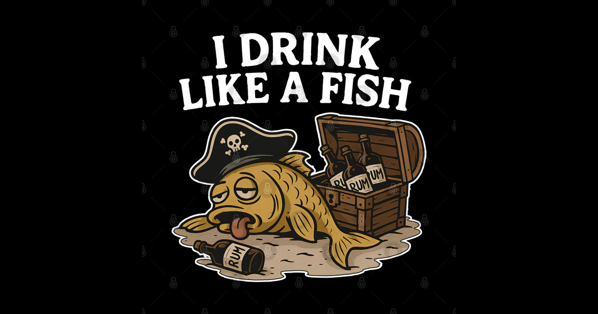 I Drink Like a Fish – Pirate Rum Humor - Drinking - Sticker | TeePublic