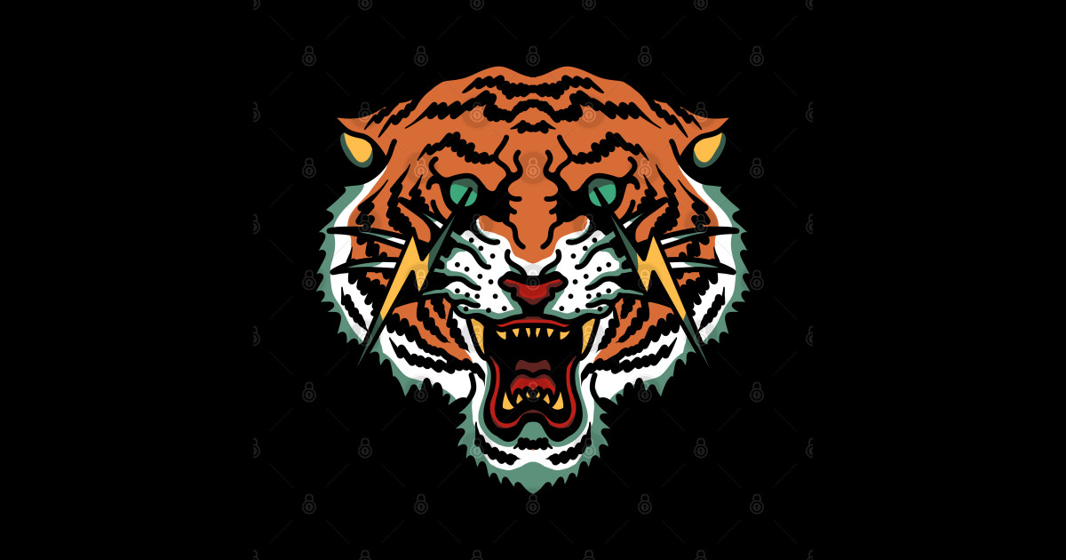 tiger lightning - Tattoo - Sticker | TeePublic