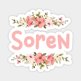 Flower Border Soren Name Label Magnets for Sale | TeePublic