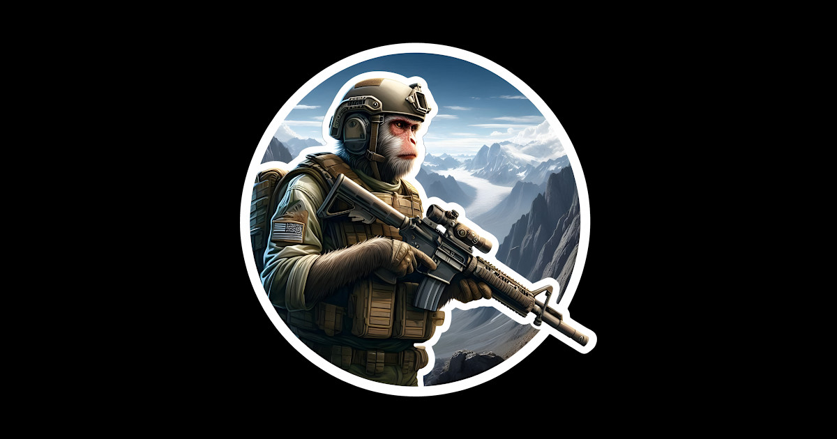 Tactical Monkey - Monkey - Sticker | TeePublic
