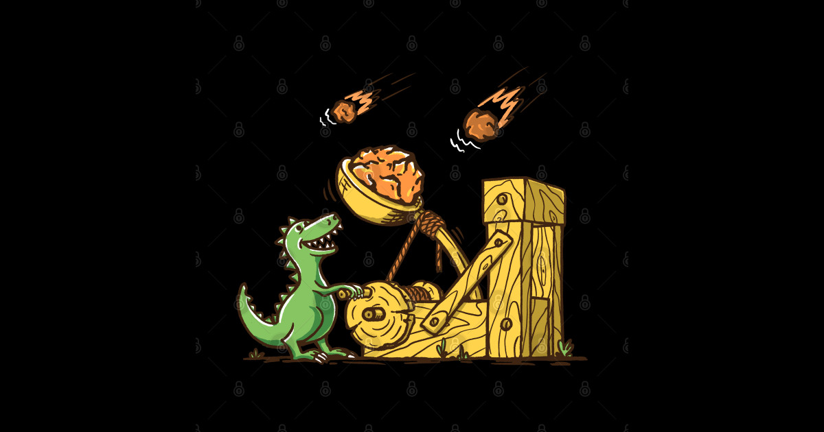 dinosaur and catapult - Dinosaur - Sticker | TeePublic
