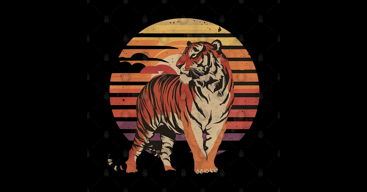 Cool Retro tiger vintage tiger tiger art - Retro Tiger - Sticker ...