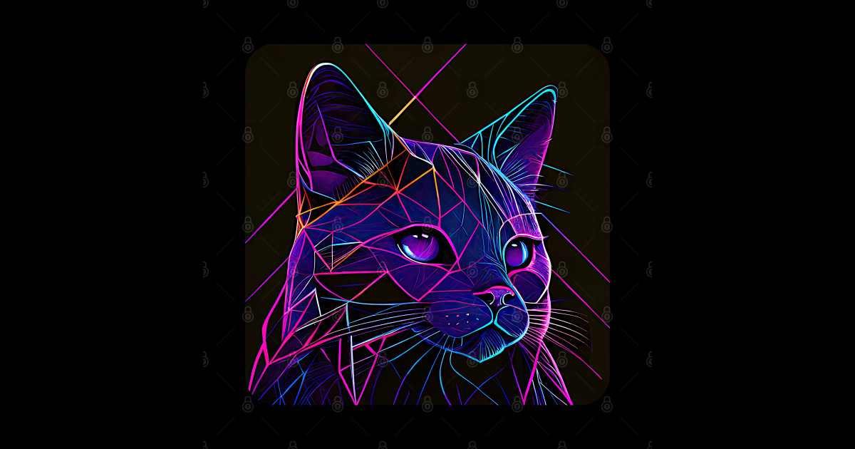 Synthwave Cat - Synthwave - Sticker | TeePublic