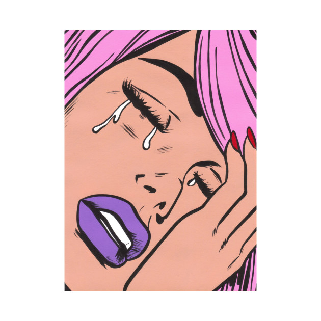 Pastel Pink Crying Comic Girl - Sadgirl - T-Shirt | TeePublic