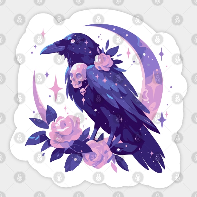 pastel goth crow - Crow - Sticker | TeePublic