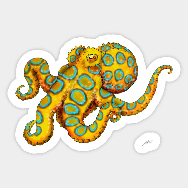Blue-ringed octopus - Blue Ringed Octopus - Sticker | TeePublic