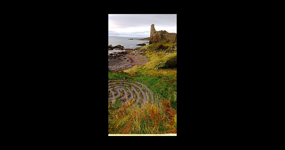 Dunure Castle and Labyrinth, Scotland - Dunure - Sticker | TeePublic