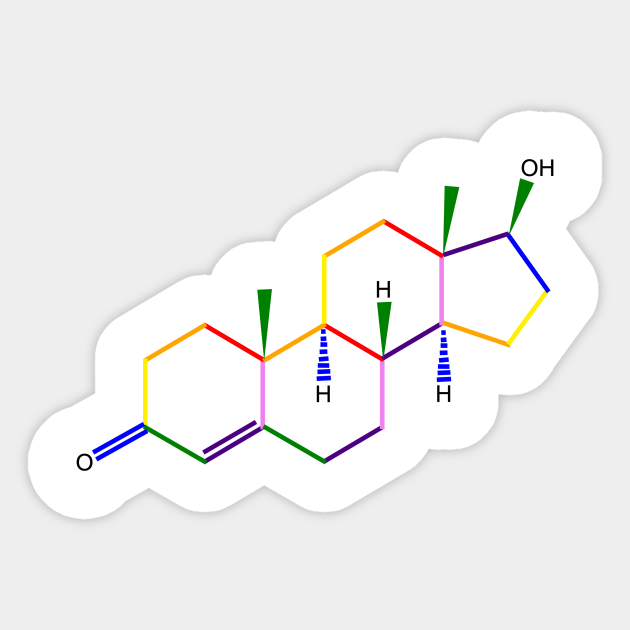 Testosterone Molecule Rainbow Chemistry - Testosterone - Sticker ...