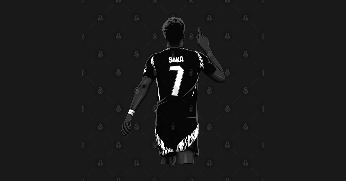 Bukayo Saka Black and White Version - Soccer Player - T-Shirt | TeePublic