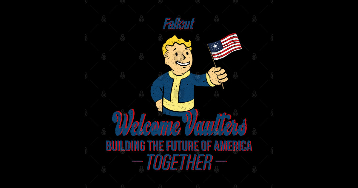 FALLOUT: WELCOME VAULTERS WHITE VERSION (GRUNGE STYLE) - Fallout ...
