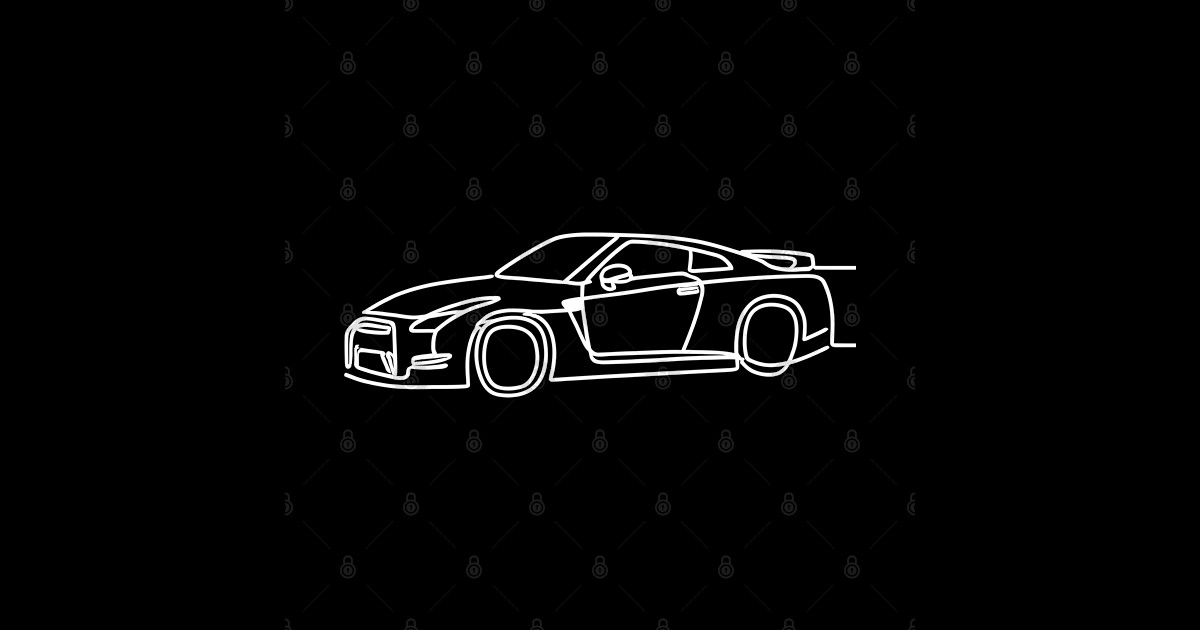 Nissan GTR R35 Line Drawing - Nissan Gtr R35 - Sticker | TeePublic