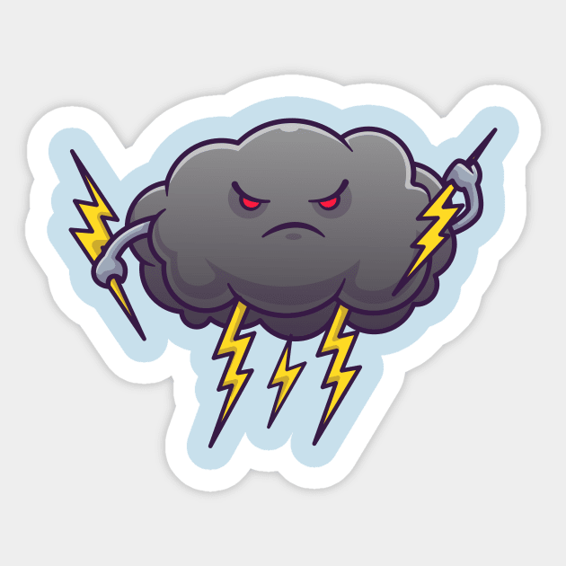 Cute Angry Cloud Storm With Thunder Cartoon - Cute Angry Cloud Storm ...