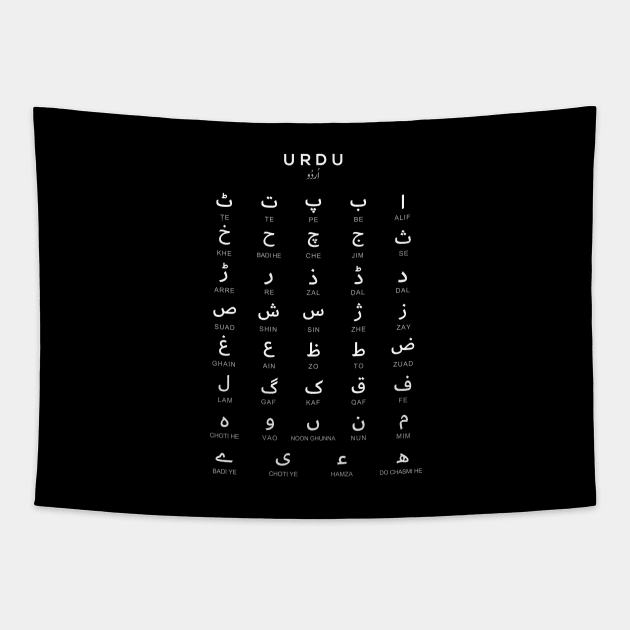 Urdu Alphabet Chart, Language Learning Chart, Black - Urdu - Tapestry ...