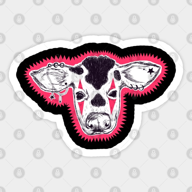Punk Clown Cow - Cow - Sticker | TeePublic