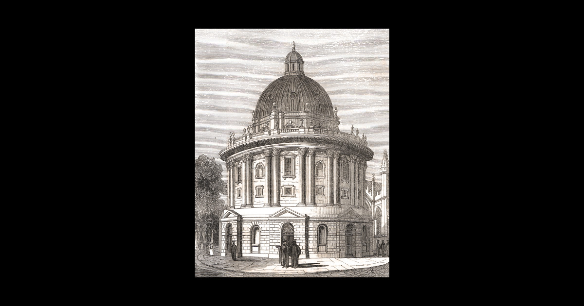 Radcliffe camera, Radcliffe Square, Oxford, England, 19th century scene ...